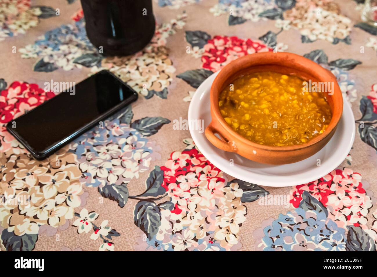 Locro, typical and traditional Argentine food on handemade clay dishes ...