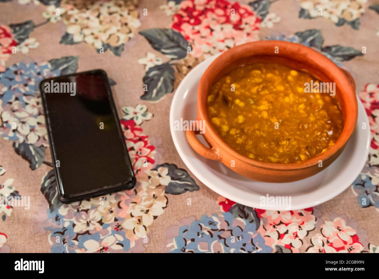 Locro, typical and traditional Argentine food on handemade clay dishes ...