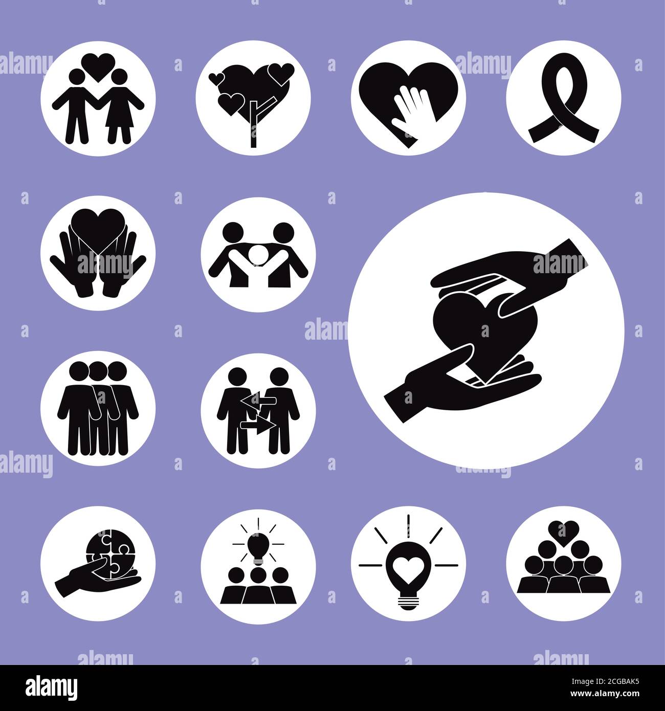 together, team relation friendly unity social block icons collection ...