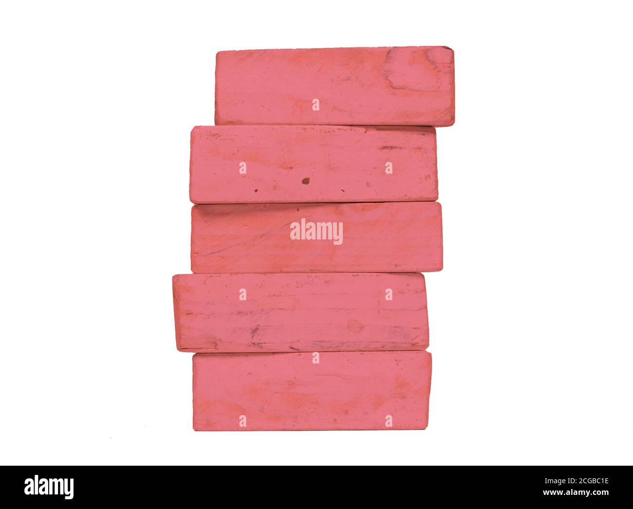 Vintage red building blocks isolated on white background Stock Photo ...