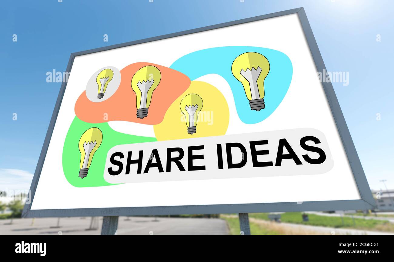 Share ideas concept drawn on a billboard Stock Photo - Alamy