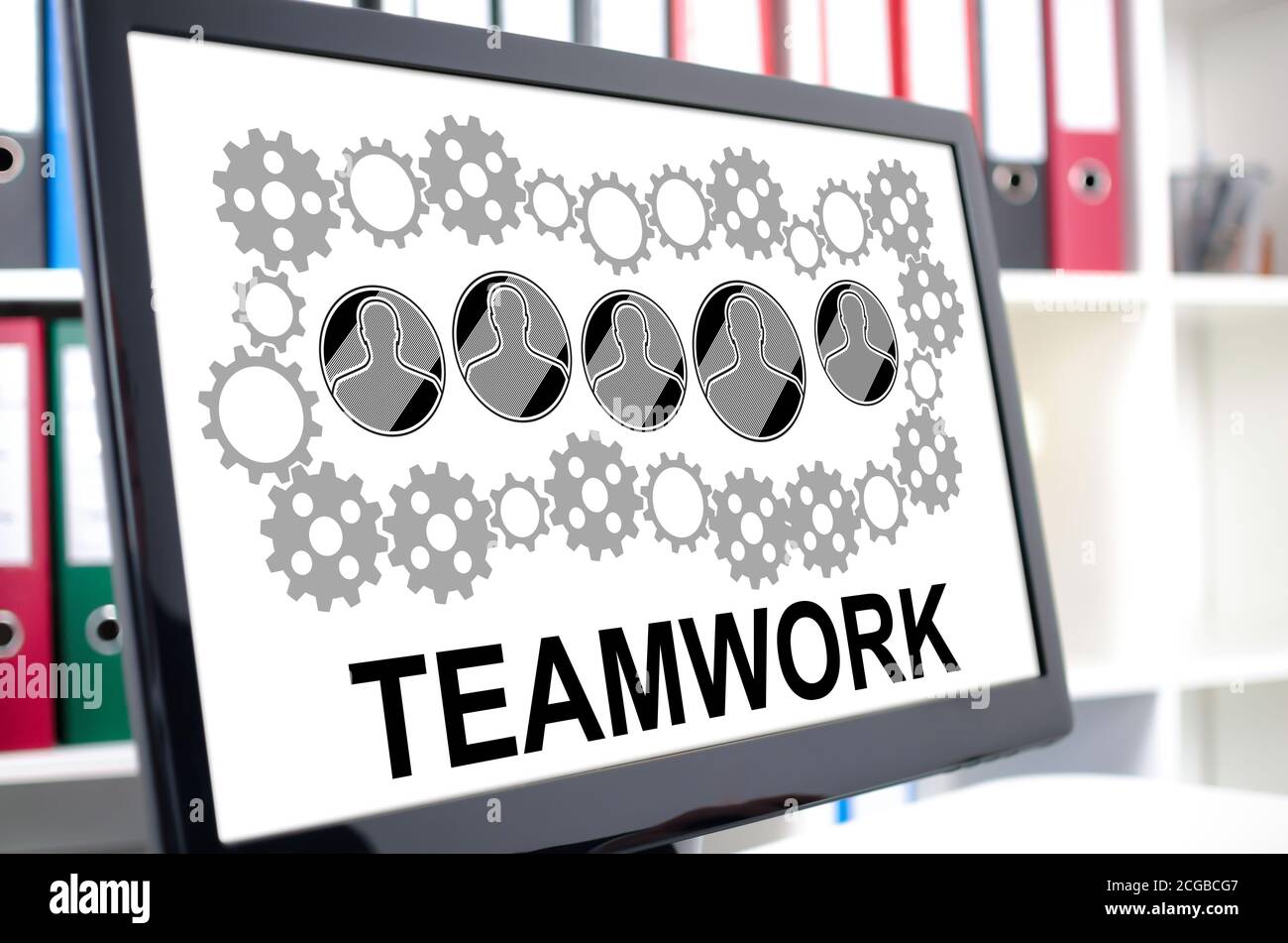Teamwork concept shown on a computer screen Stock Photo - Alamy