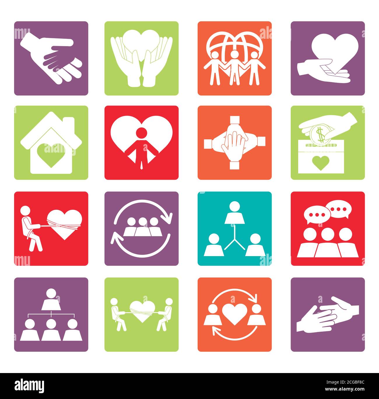 together, community relation friendly unity social icons color set ...