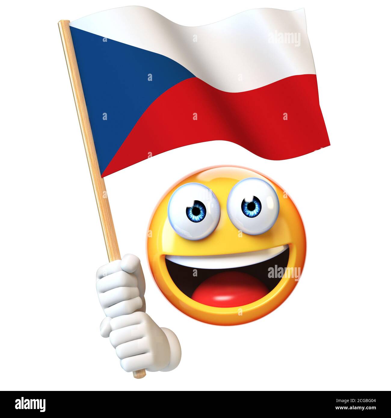Emoji holding Czech flag, emoticon waving national flag of Czech ...