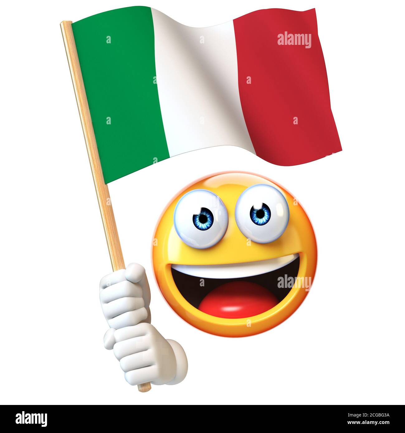 Emoji holding Italian flag, emoticon waving national flag of Italy 3d ...