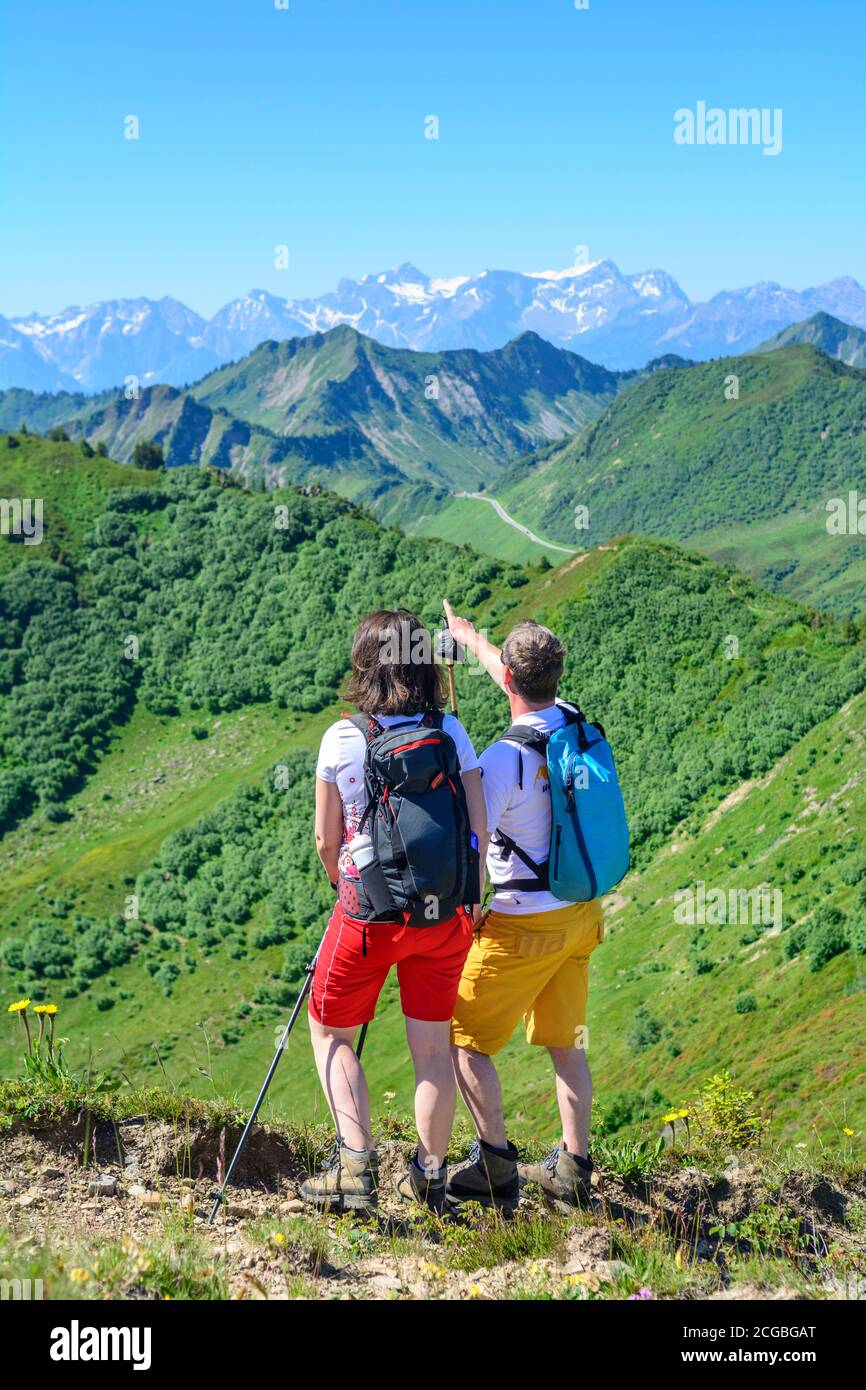 Couple hikers doing trekking hi-res stock photography and images - Alamy