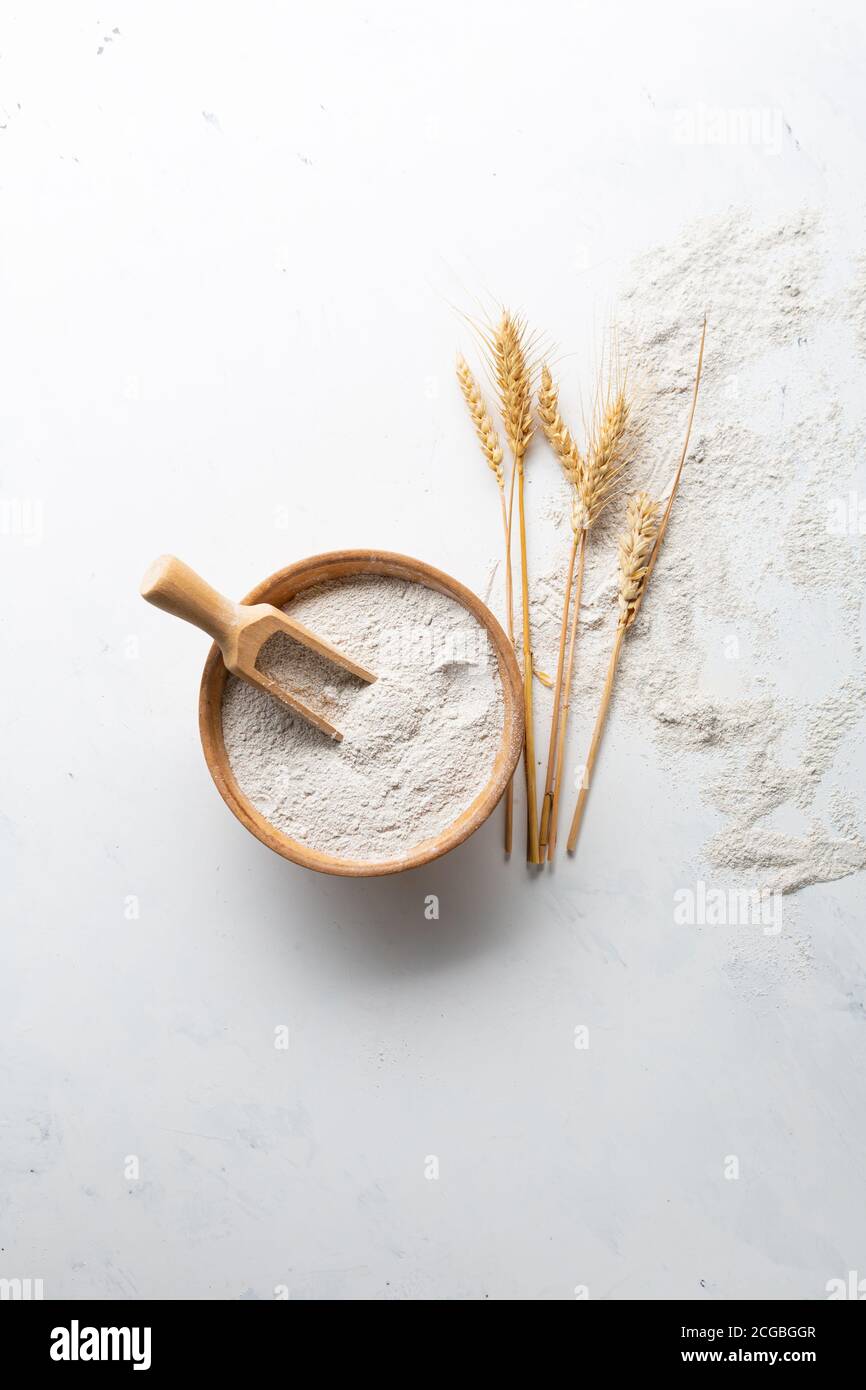Overhead view of whole grain flour Stock Photo - Alamy