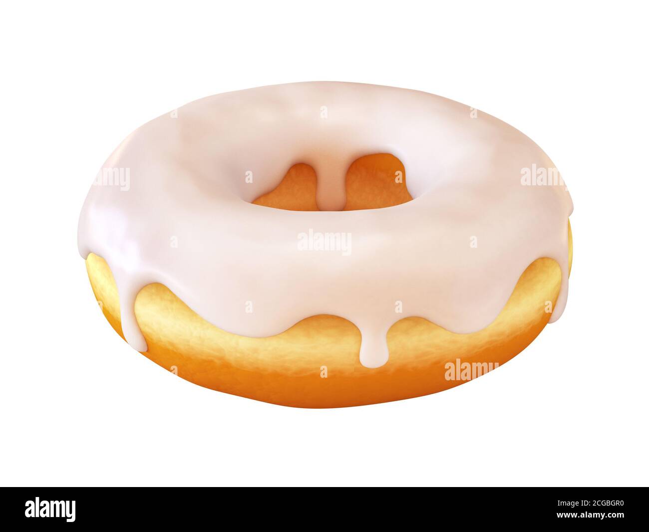 Glazed donut, white frosting doughnut 3d rendering Stock Photo - Alamy