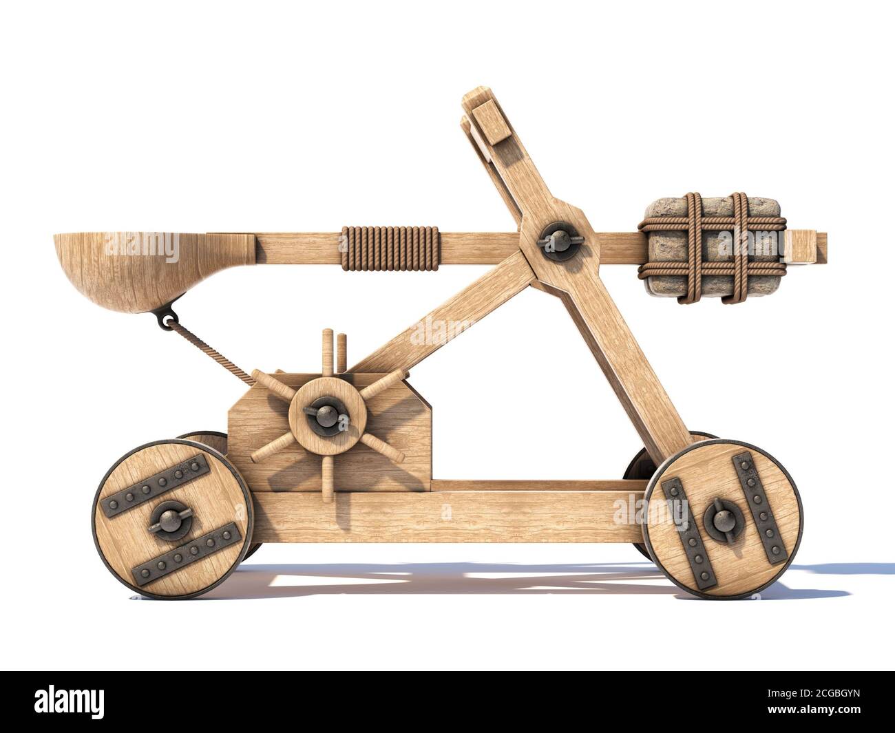 Catapult isolated on white background 3d rendering Stock Photo - Alamy