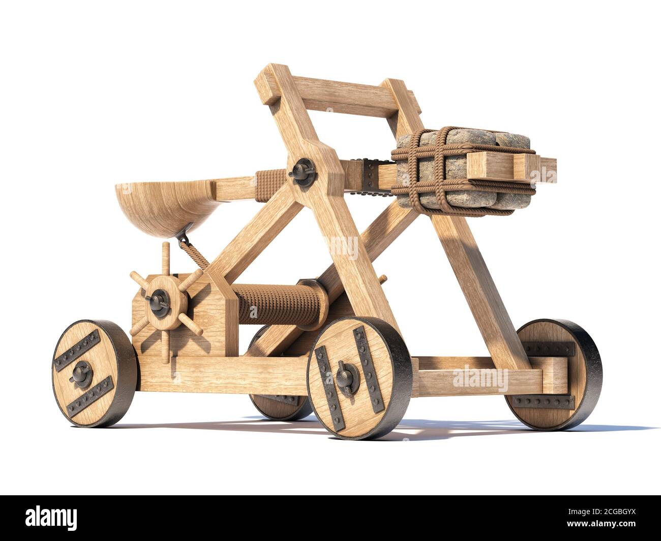Catapult isolated on white background 3d rendering Stock Photo - Alamy