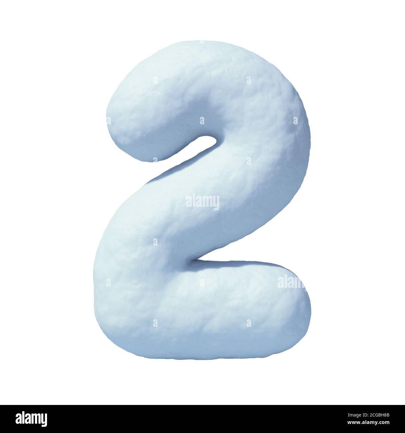 Snow font 3d rendering number 2 Stock Photo - Alamy