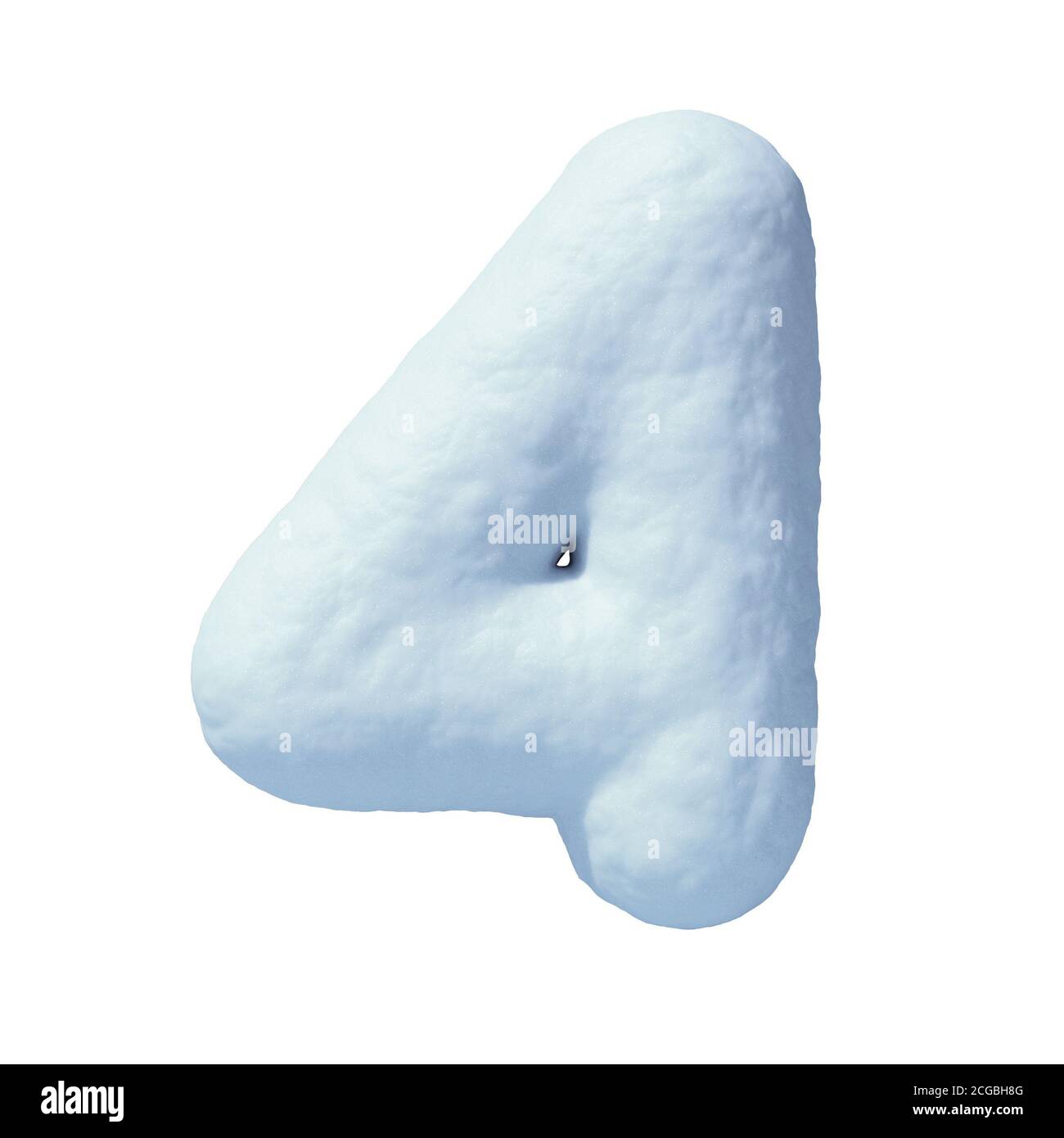 Snow font 3d rendering number 4 Stock Photo - Alamy