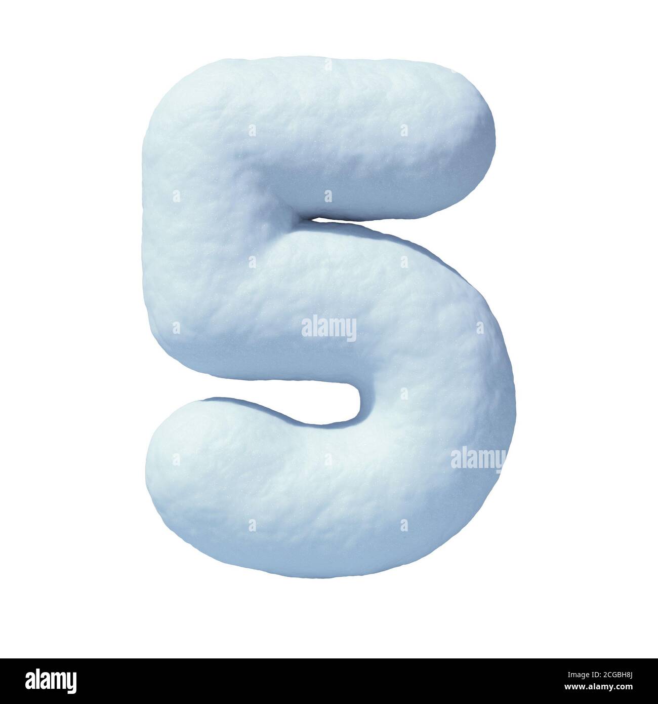 Snow font 3d rendering number 5 Stock Photo - Alamy