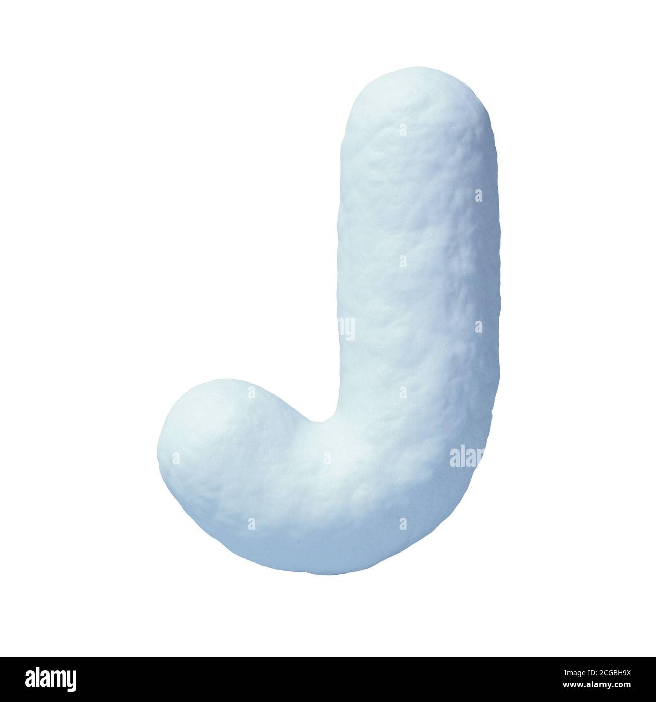 Snow font 3d rendering letter J Stock Photo - Alamy