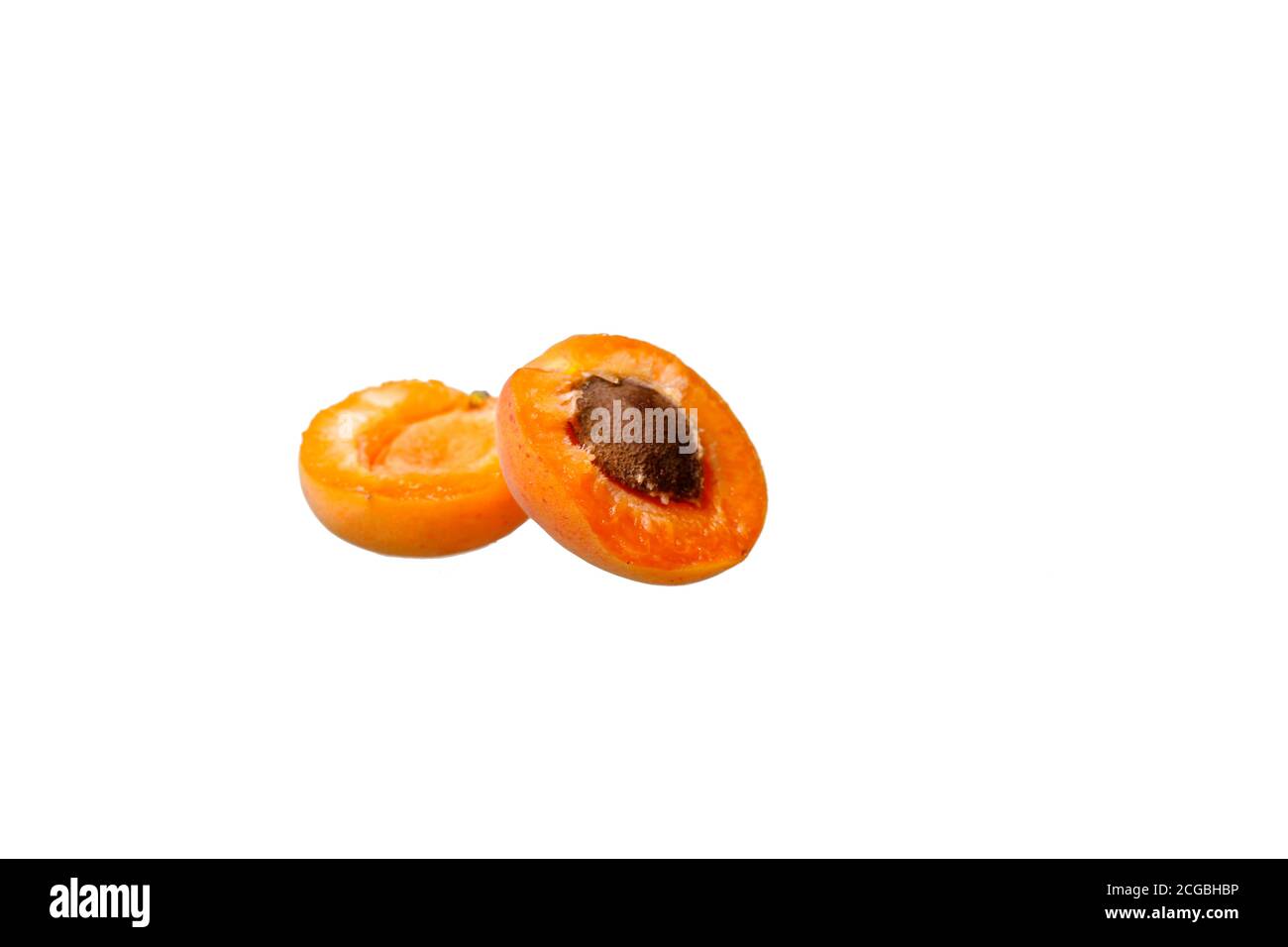 Single sliced apricot isolated on white background. concept of fresh ...
