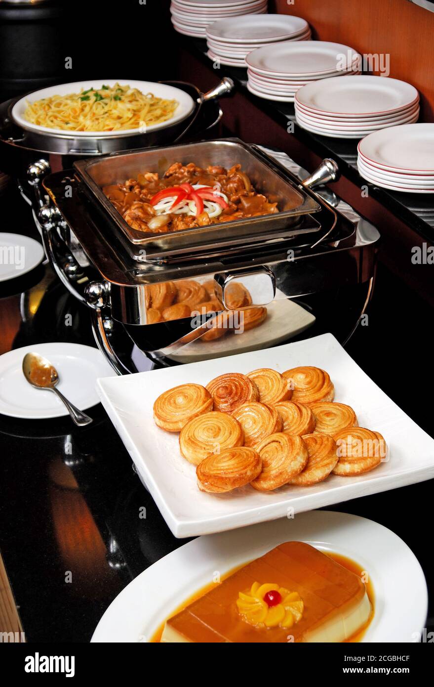 Buffet line with different dishes Stock Photo - Alamy