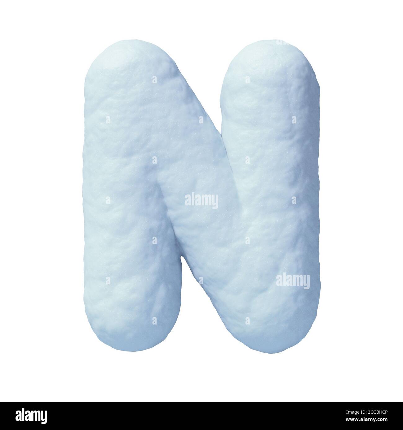 Snow font 3d rendering letter N Stock Photo - Alamy