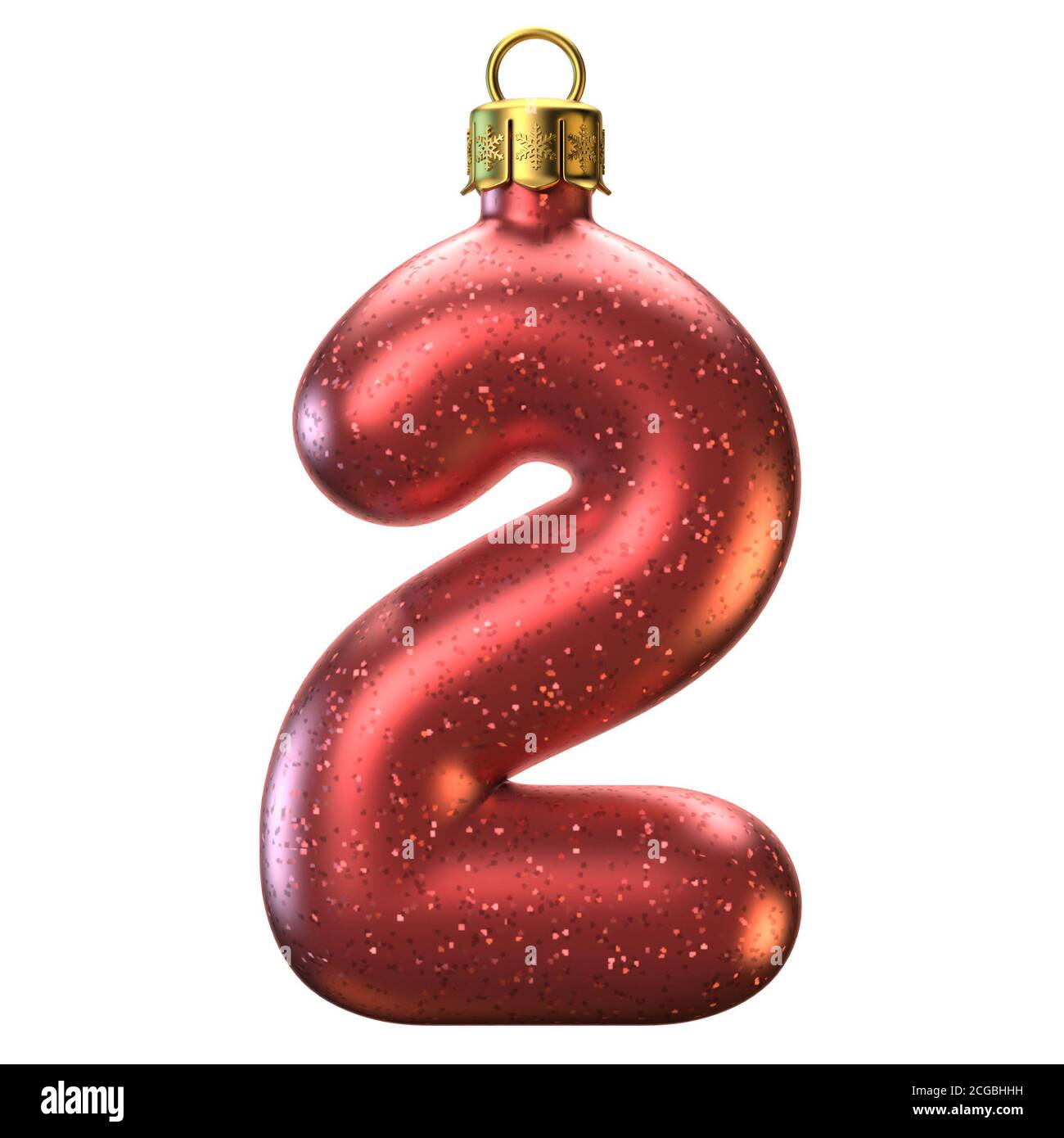 Christmas tree decoration font 3d rendering, number 2 Stock Photo - Alamy