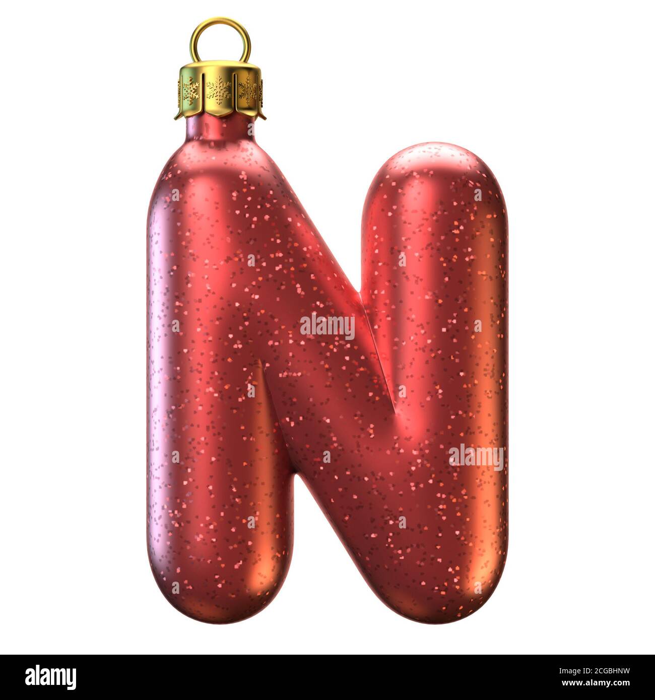 Christmas tree decoration font 3d rendering, letter N Stock Photo - Alamy
