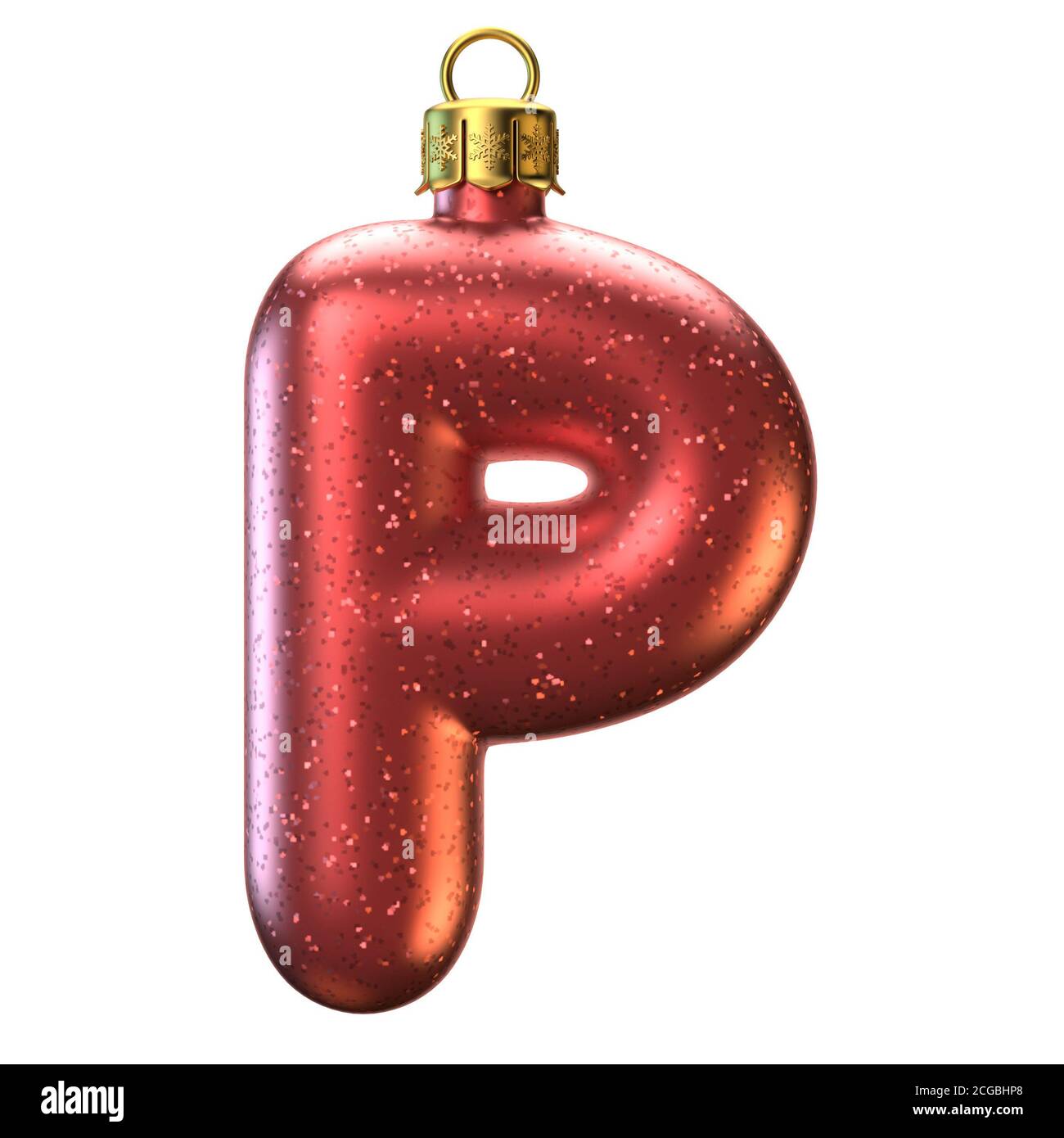 Christmas tree decoration font 3d rendering, letter P Stock Photo - Alamy