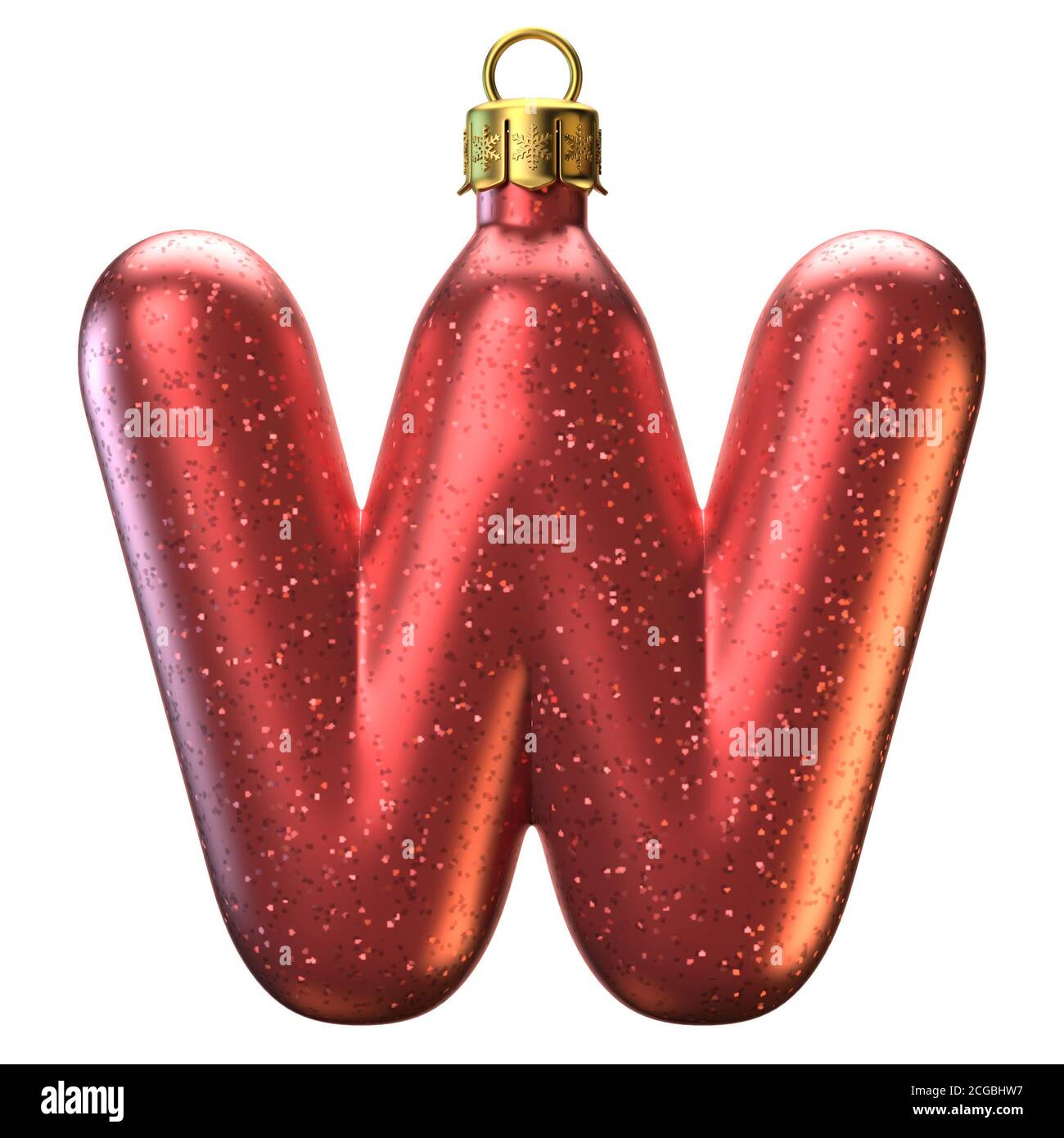Christmas tree decoration font 3d rendering, letter W Stock Photo - Alamy