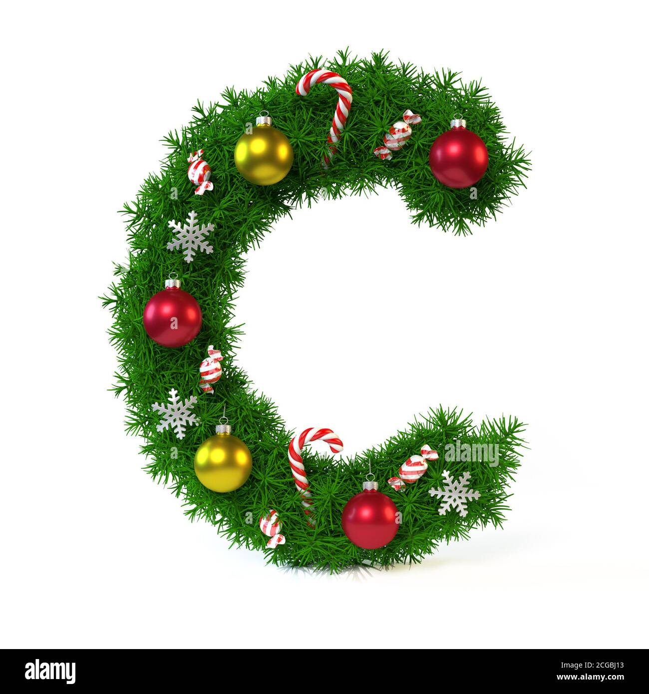 Christmas font isolated on white 3d rendering, letter C Stock Photo - Alamy