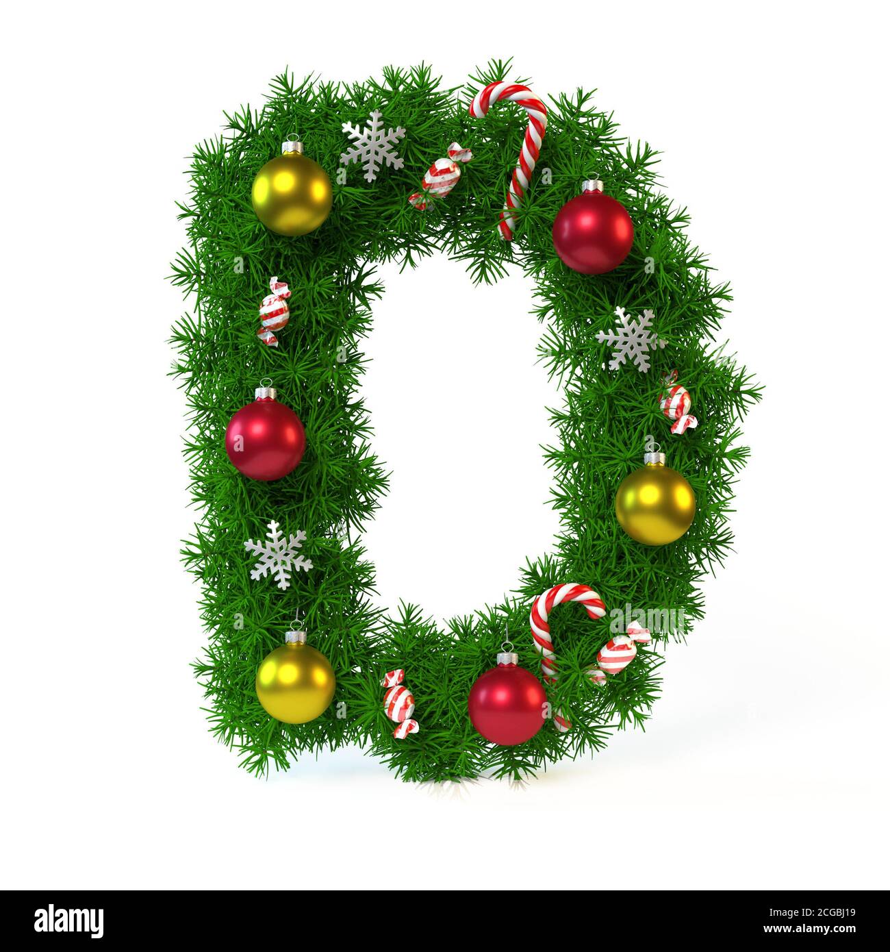 Christmas font isolated on white 3d rendering, letter D Stock Photo - Alamy