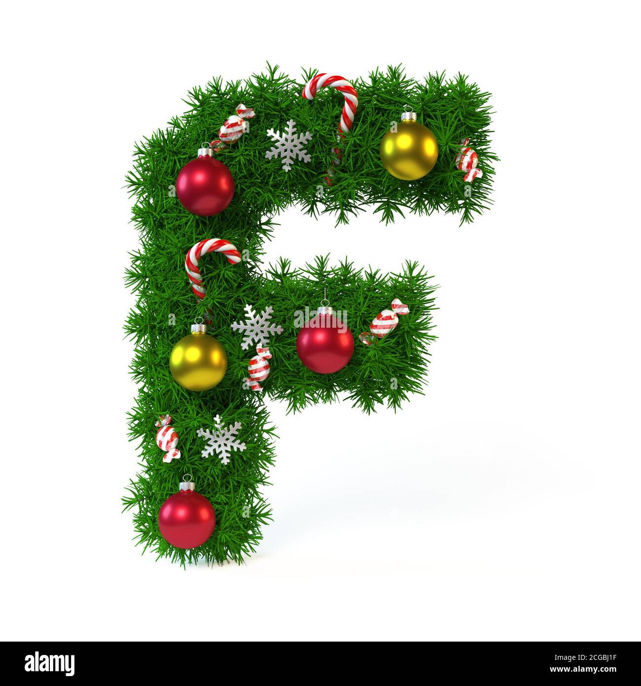 Christmas font isolated on white 3d rendering, letter F Stock Photo - Alamy