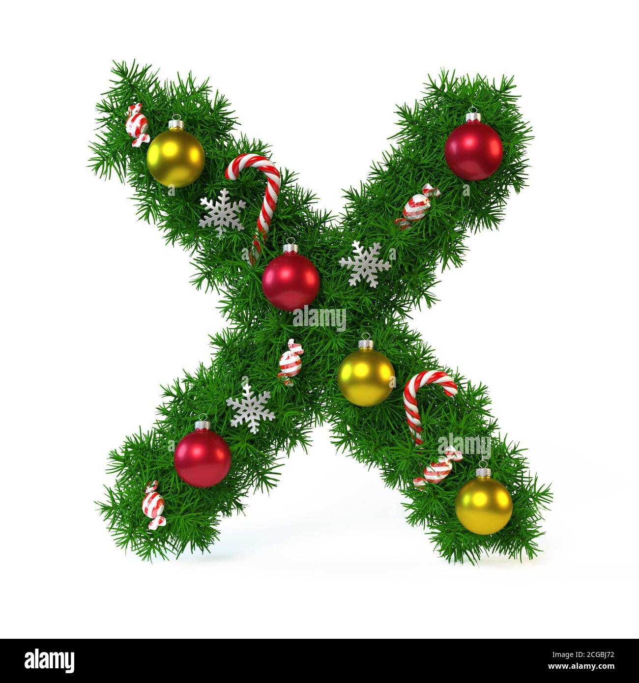 Christmas font isolated on white 3d rendering, letter X Stock Photo - Alamy