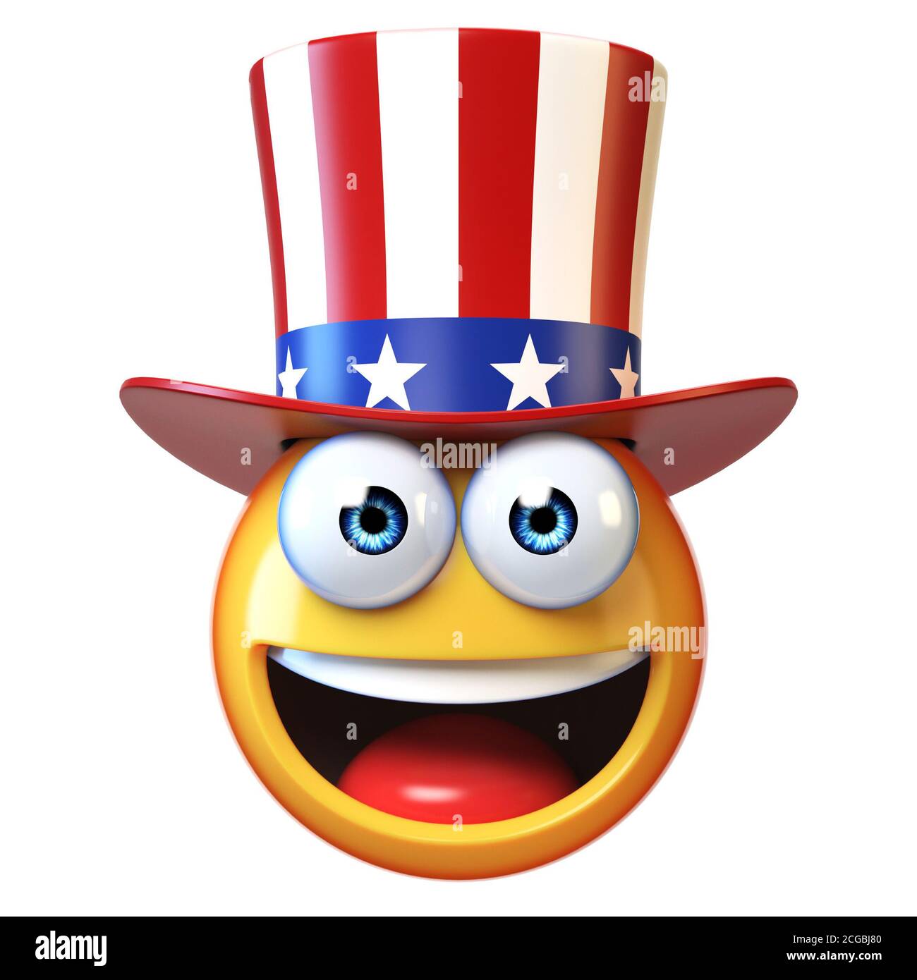 Emoji with American hat, Uncle Sam emoticon 3d rendering Stock Photo ...