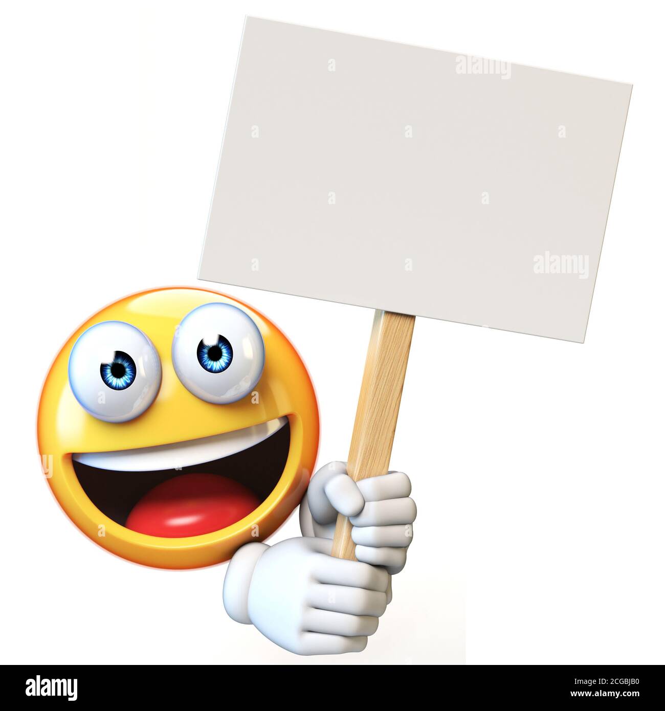 Emoji holding blank board isolated on white background, emoticon ...