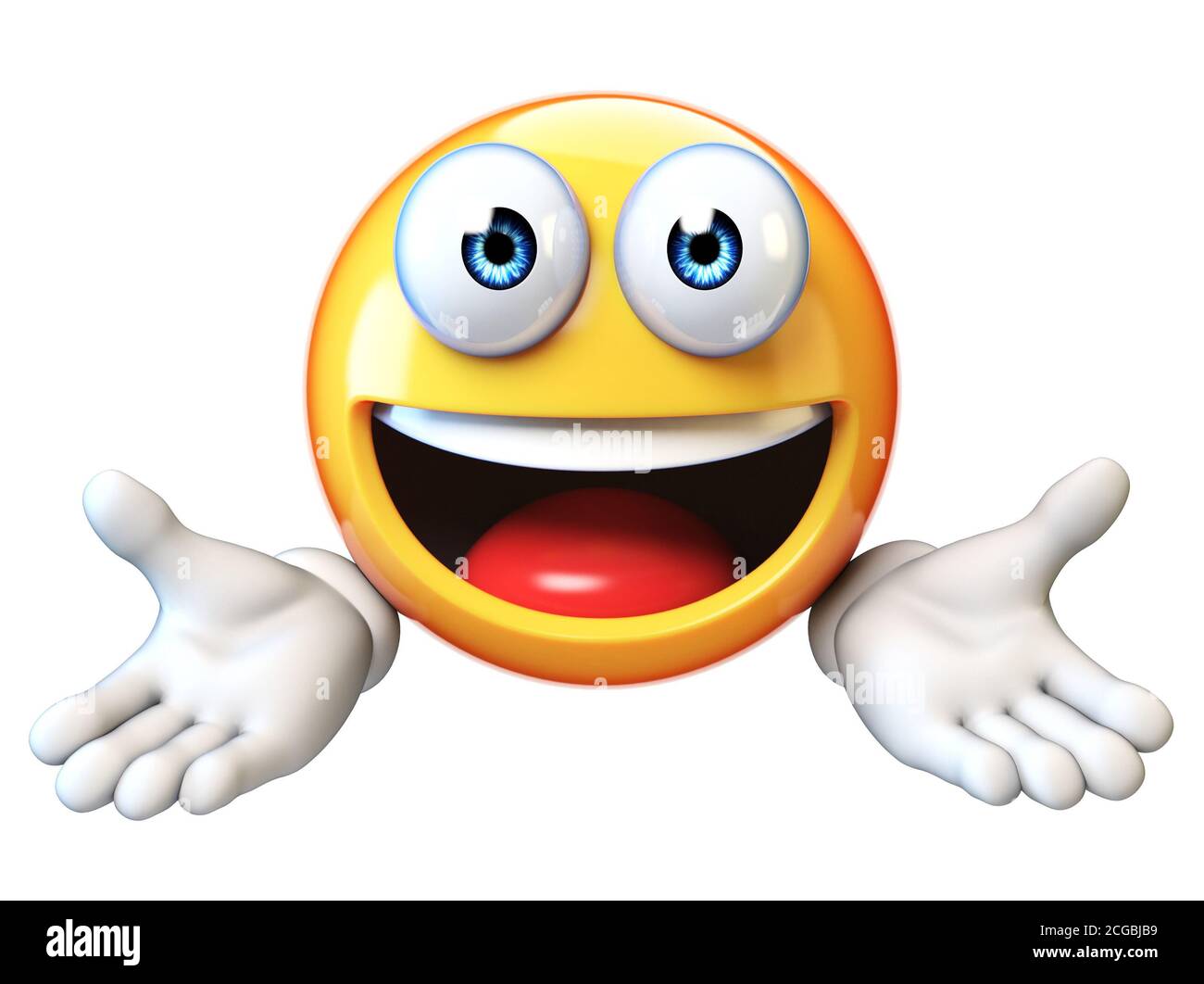 Presenting emoji isolated on white background, greeting emoticon 3d ...