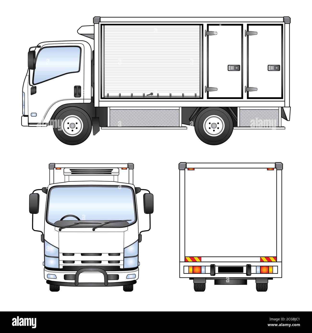 White truck illustration on white background Stock Photo - Alamy