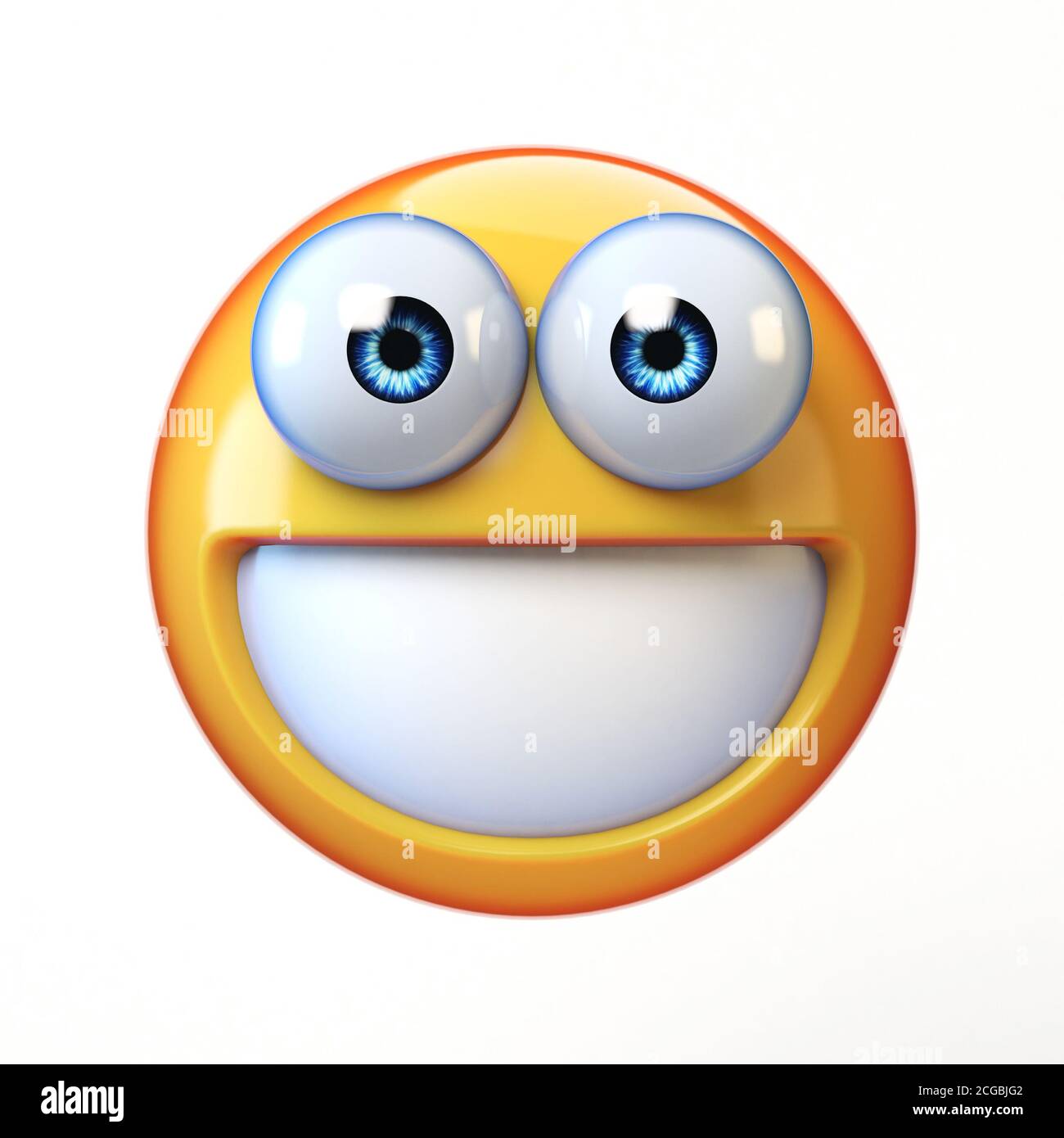 Smiling emoji isolated on white background, teeth emoticon 3d rendering ...