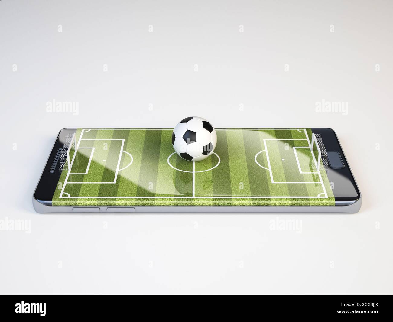 Smart phone as football field, watch online, bet online concept, 3d ...