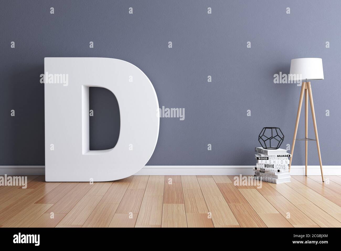 Mock up interior font 3d rendering letter D Stock Photo - Alamy