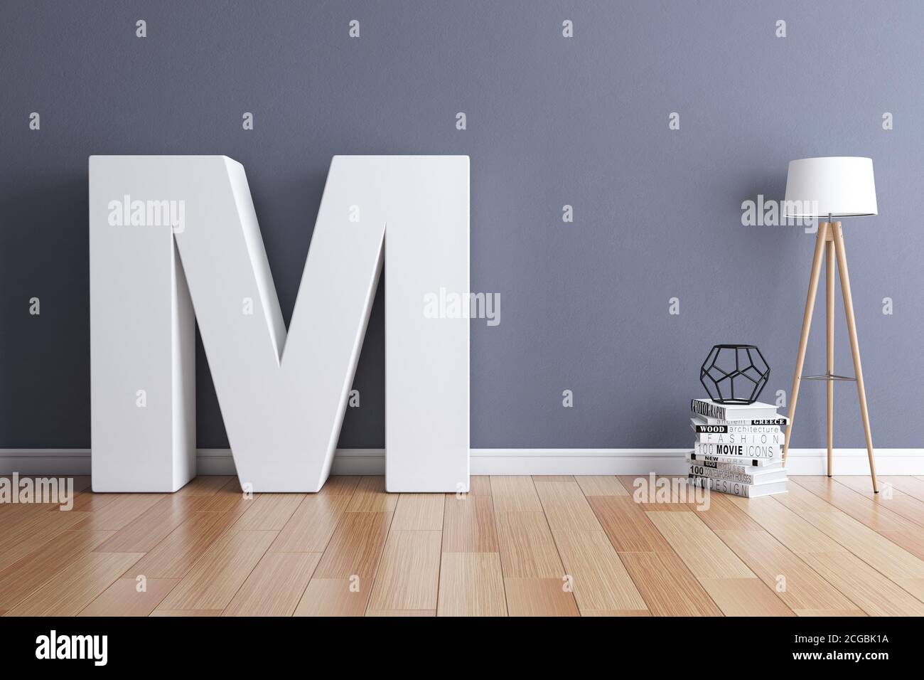 Mock up interior font 3d rendering letter M Stock Photo - Alamy