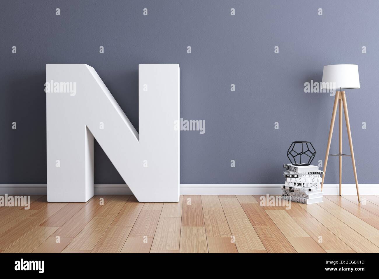 Mock up interior font 3d rendering letter N Stock Photo - Alamy