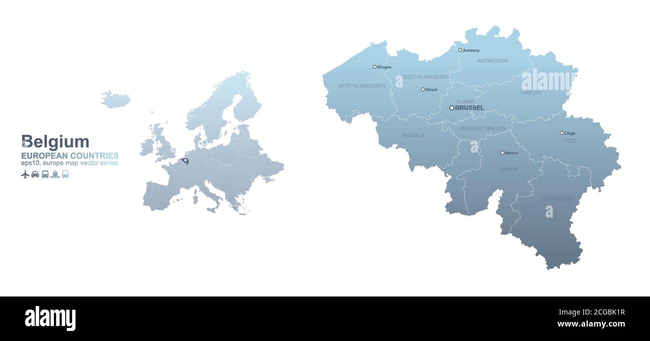 Belgium map. blue gradient vector map of European countries Stock ...