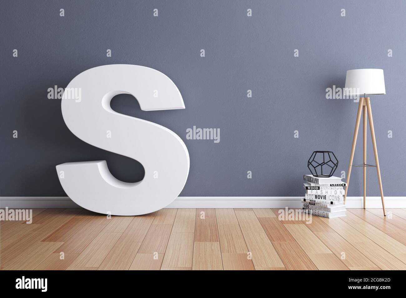Mock up interior font 3d rendering letter S Stock Photo - Alamy