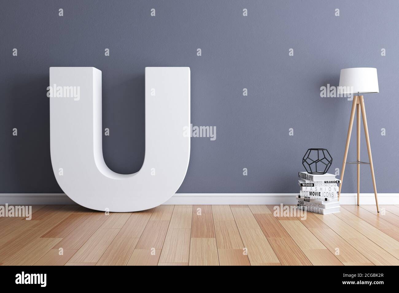 Mock up interior font 3d rendering letter U Stock Photo - Alamy