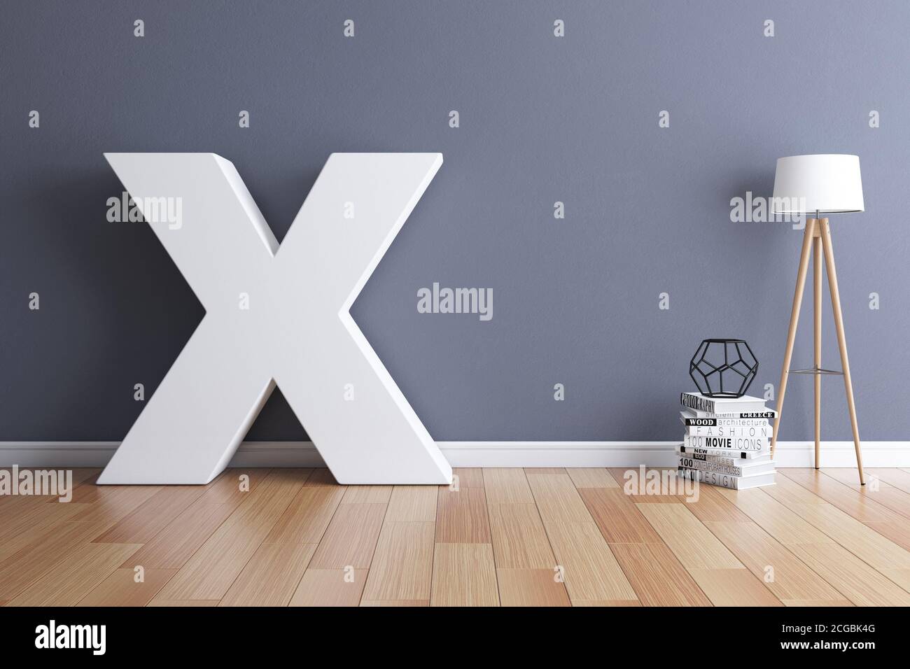 Mock up interior font 3d rendering letter X Stock Photo - Alamy