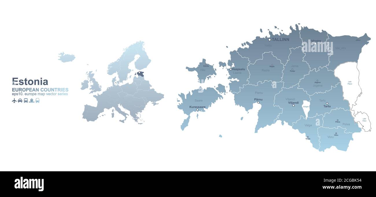 Estonia map. blue gradient vector map of European countries Stock ...