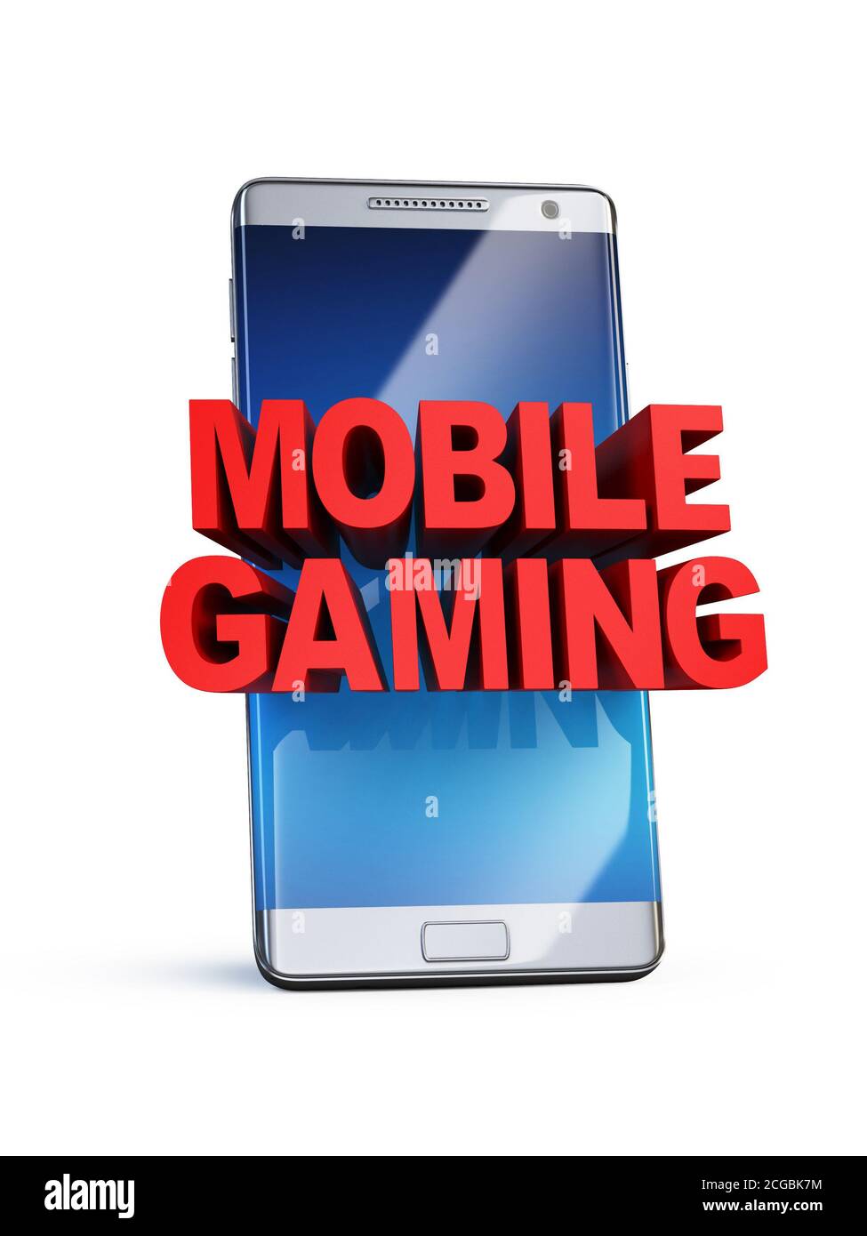 Mobile gaming concept, 3d letters on smart phone, 3d rendering Stock ...