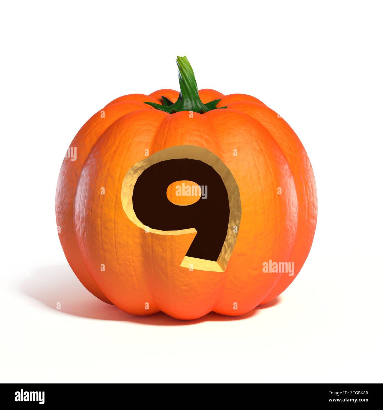 Halloween pumpkin font 3d rendering number 9 Stock Photo - Alamy