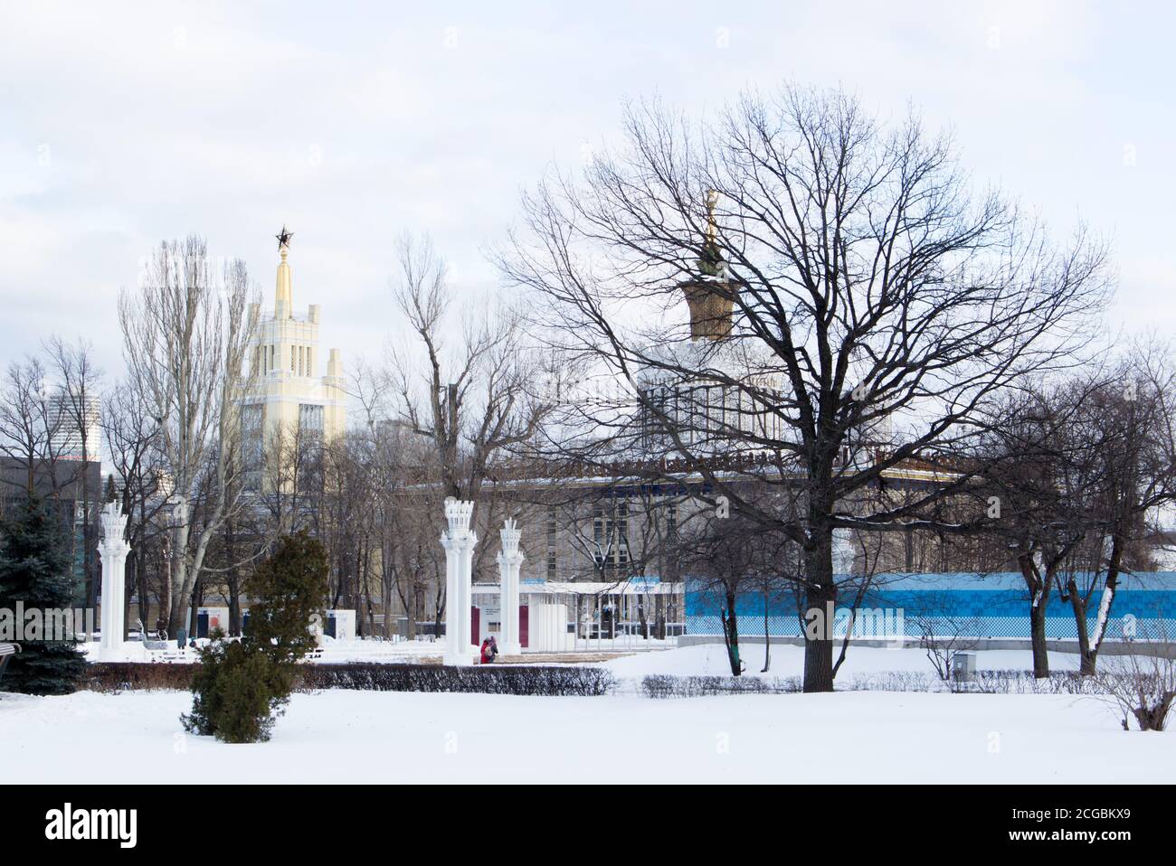 Moscow, Russia - January 20, 2017: VDNKh (VDNH) park. Winter day Stock ...