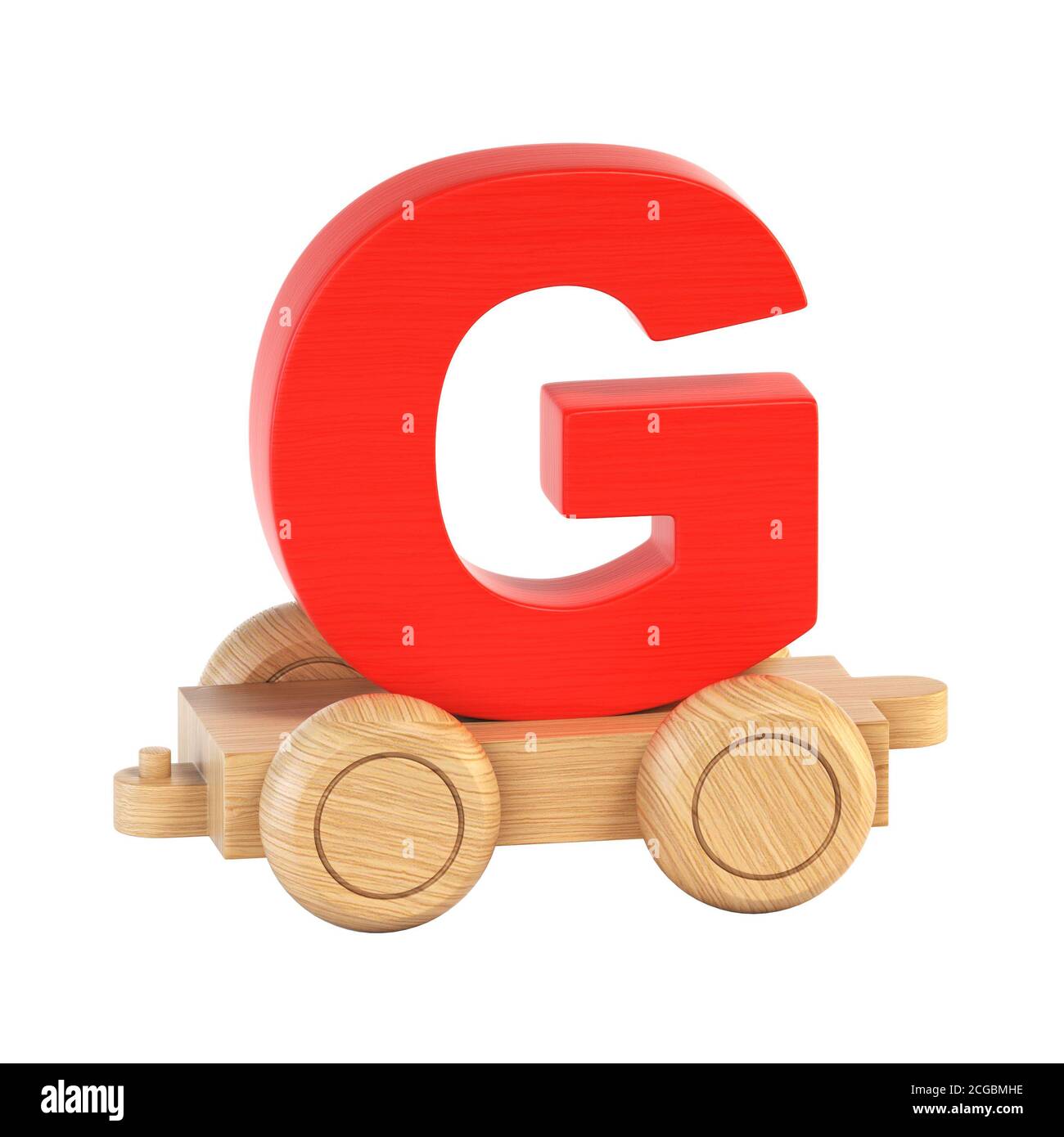 Train font on wheels 3d rendering letter G Stock Photo - Alamy