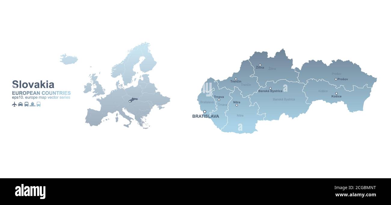 slovakia map. blue gradient vector map of European countries Stock ...