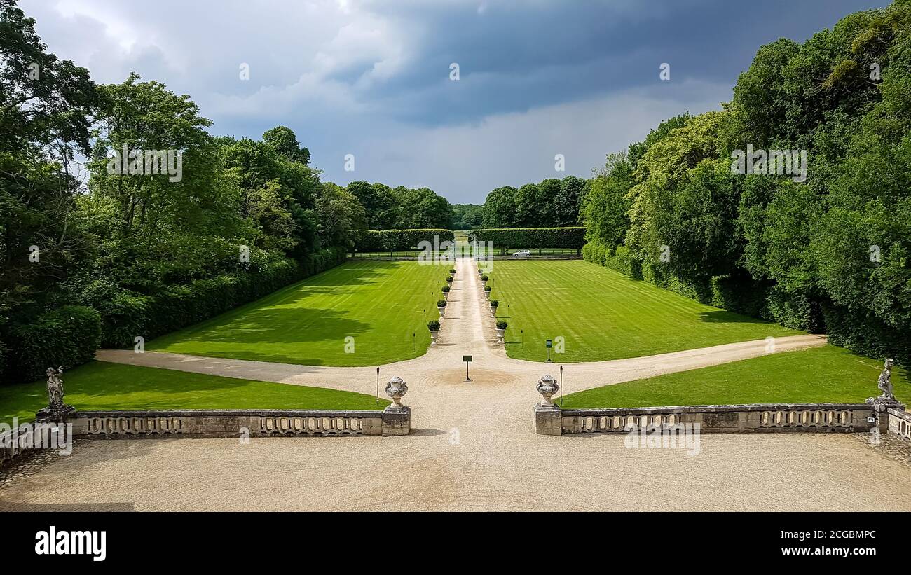 View of the regular Park through a window with bars. Summer Stock Photo ...