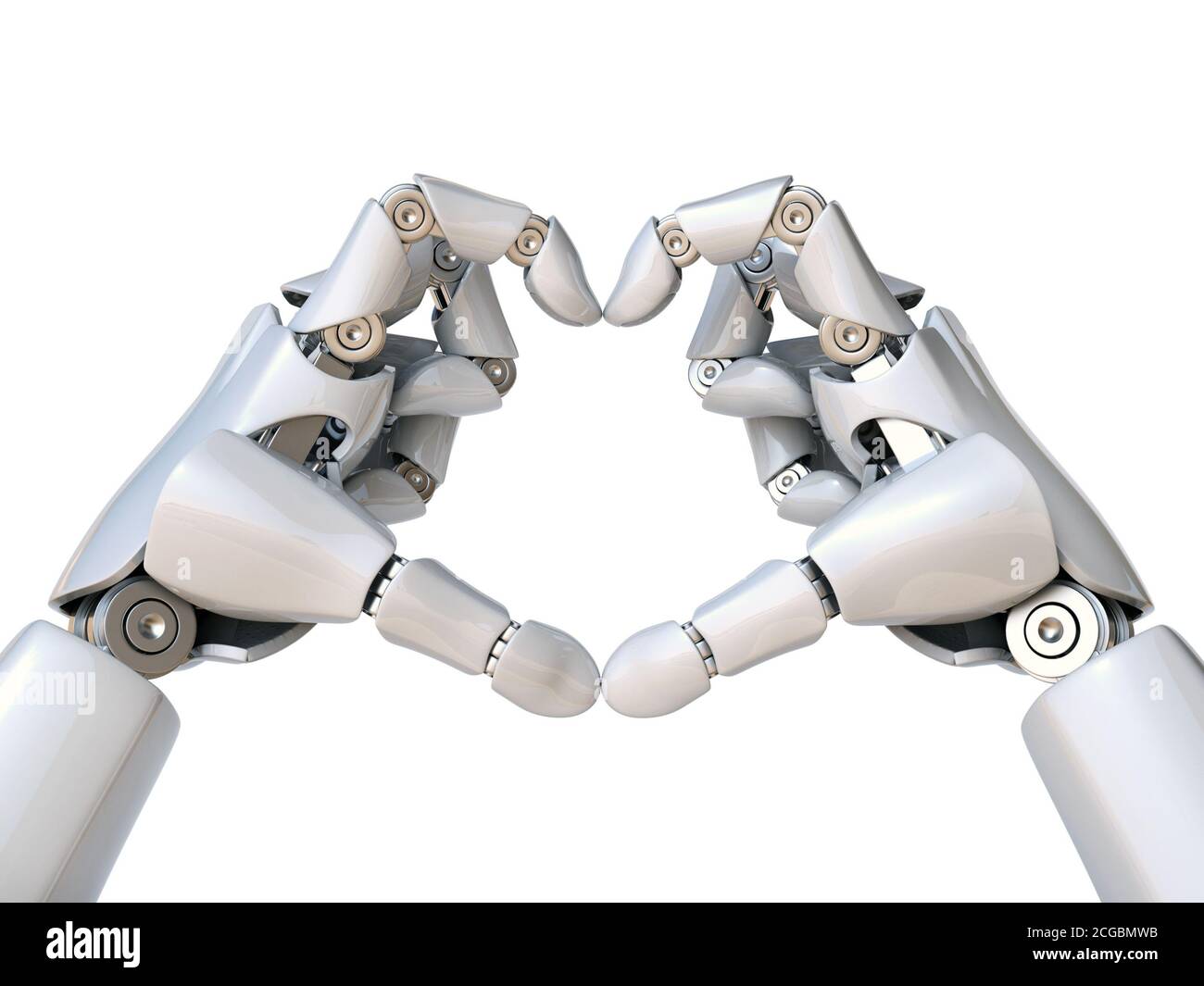 Robot hands form heart shape 3d rendering Stock Photo - Alamy